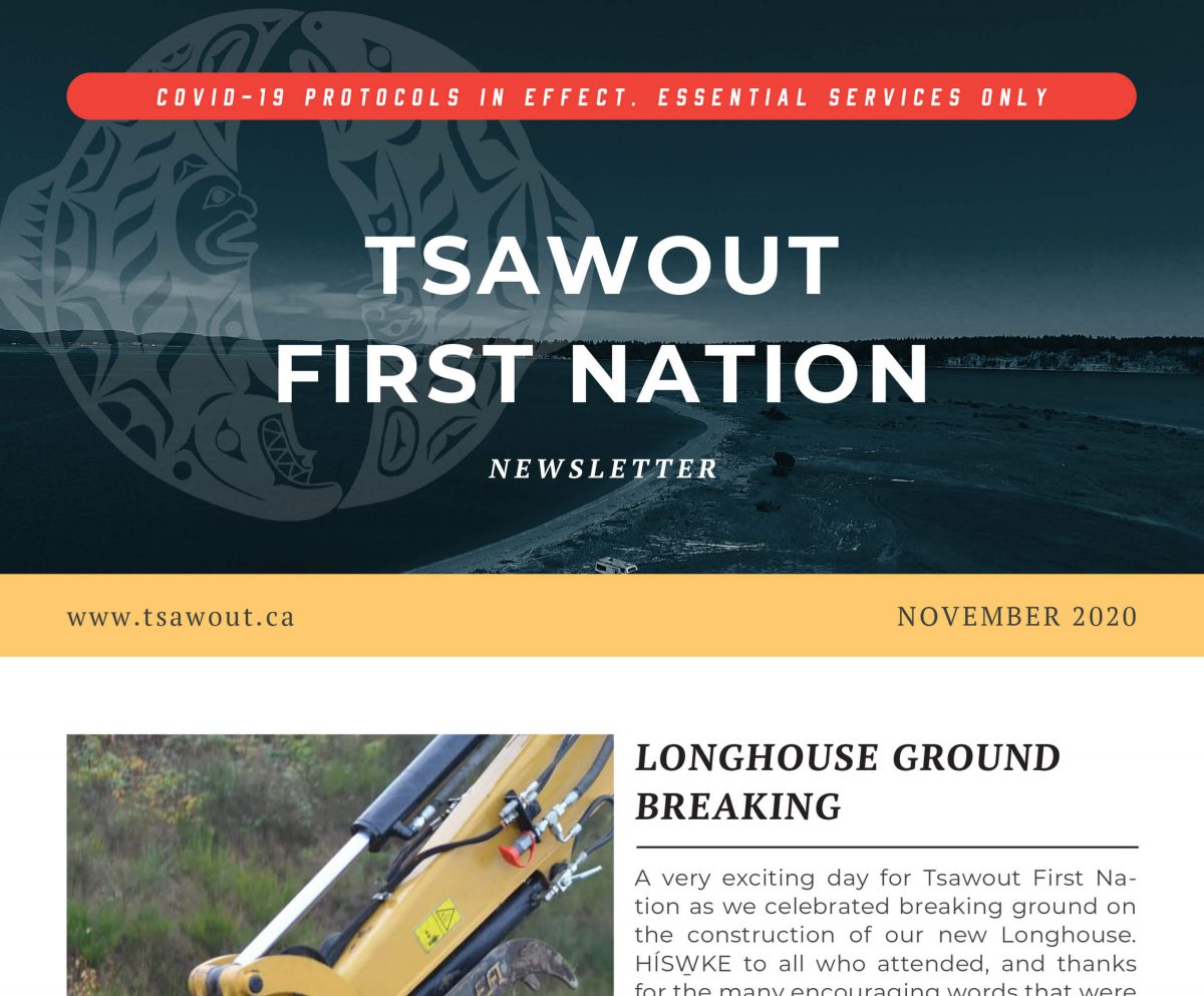 Monthly Newsletter: November 2020 - Tsawout First Nation